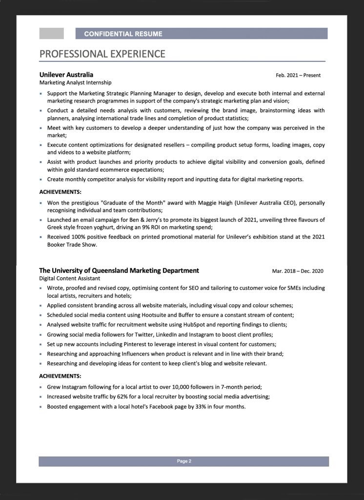 Australian Graduate Resume Example And Full Guide