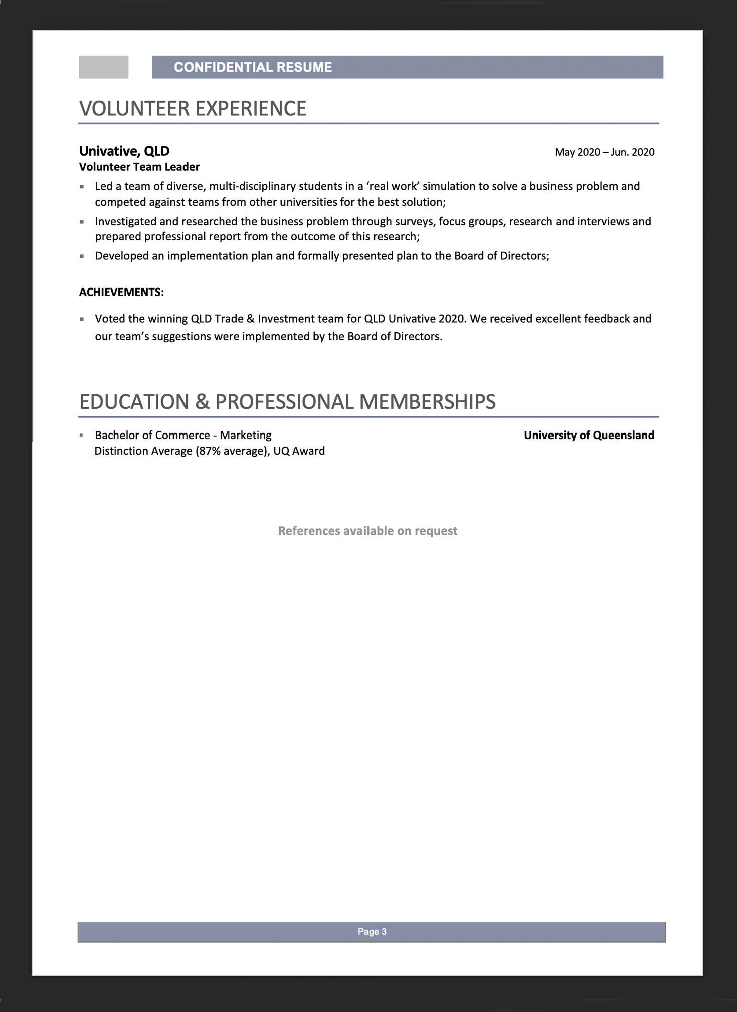 Australian Graduate Resume Example & Full Guide