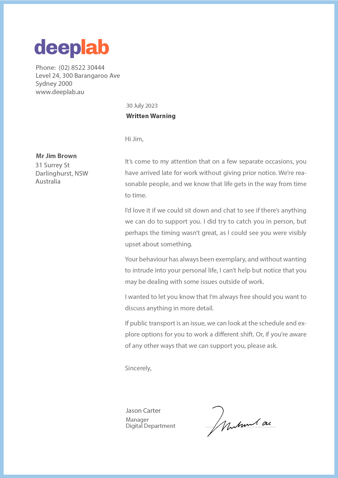 Written Warning Template For An Australian Employee [Free]